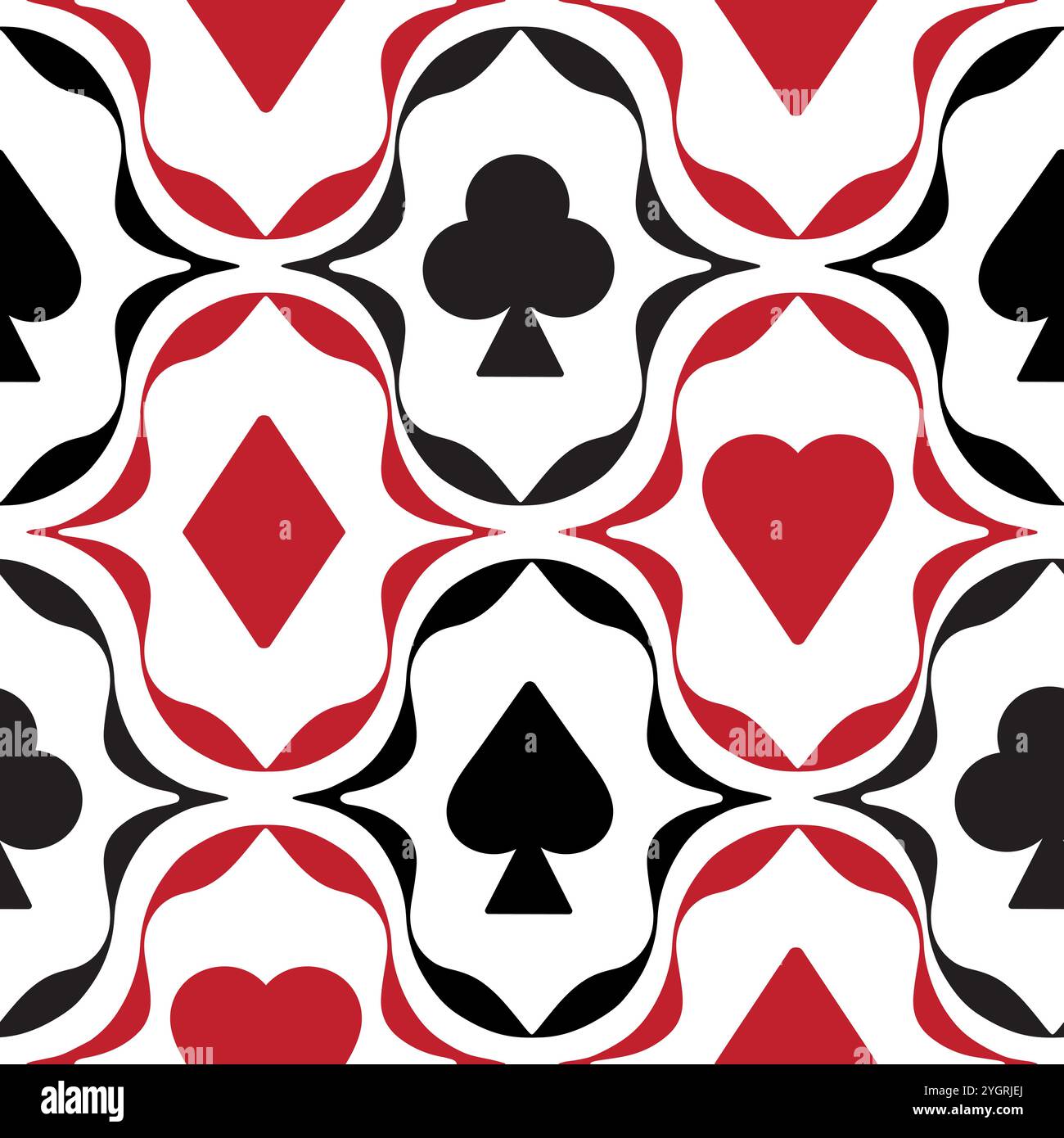 Seamless pattern with classic symbols of playing cards: hearts, spades ...