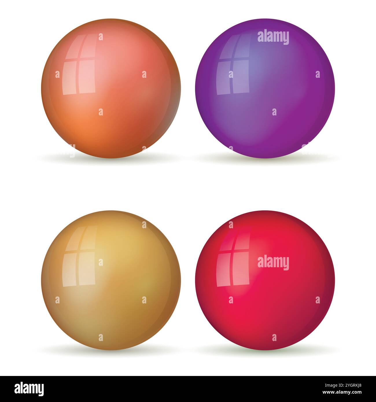 Set with glass colorful balls. Glossy realistic ball, 3D abstract ...