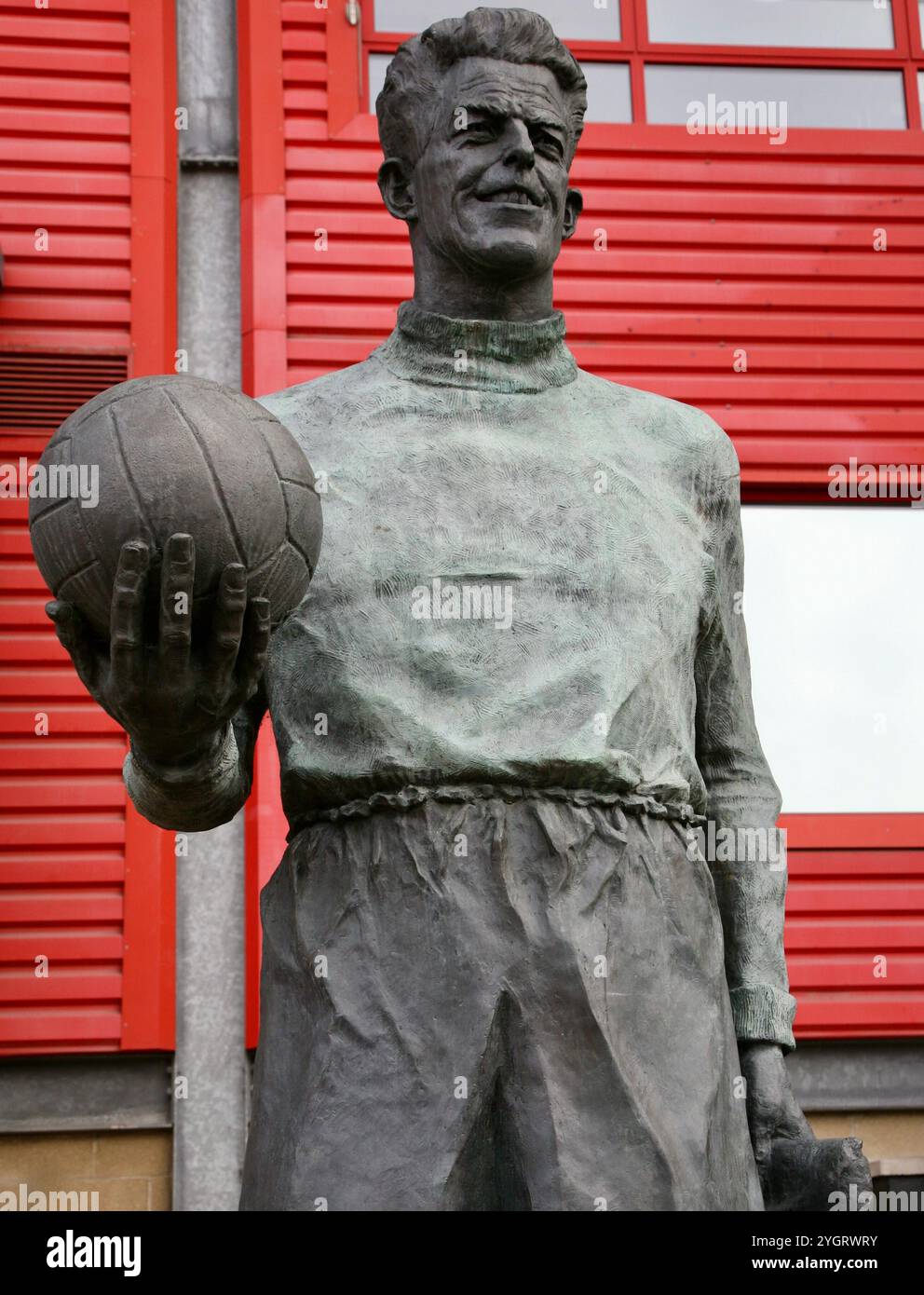 A bronze statue of Sam Bartram, at the entrance to Charlton Athletic ...