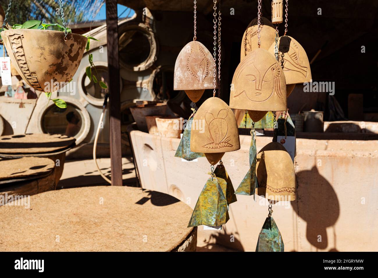 Ceramic bells; Cosanti; gallery and studio of now deceased Italian ...