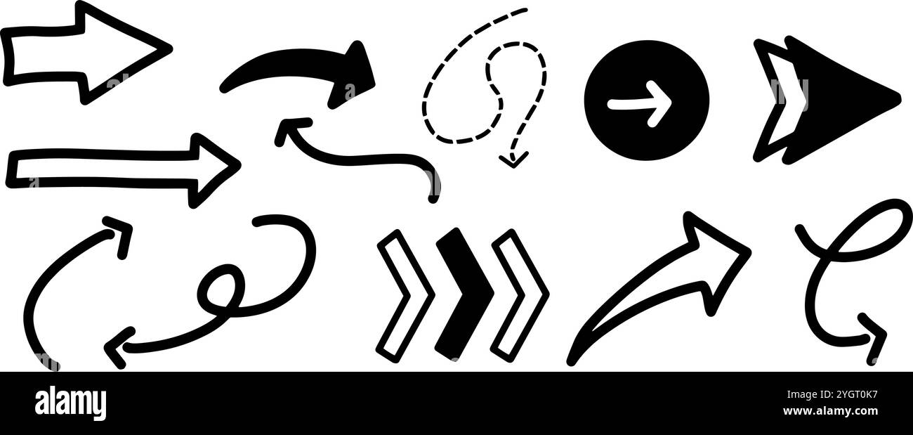 Hand-Drawn Arrow Set Illustration | Minimalist Doodle Vector for ...