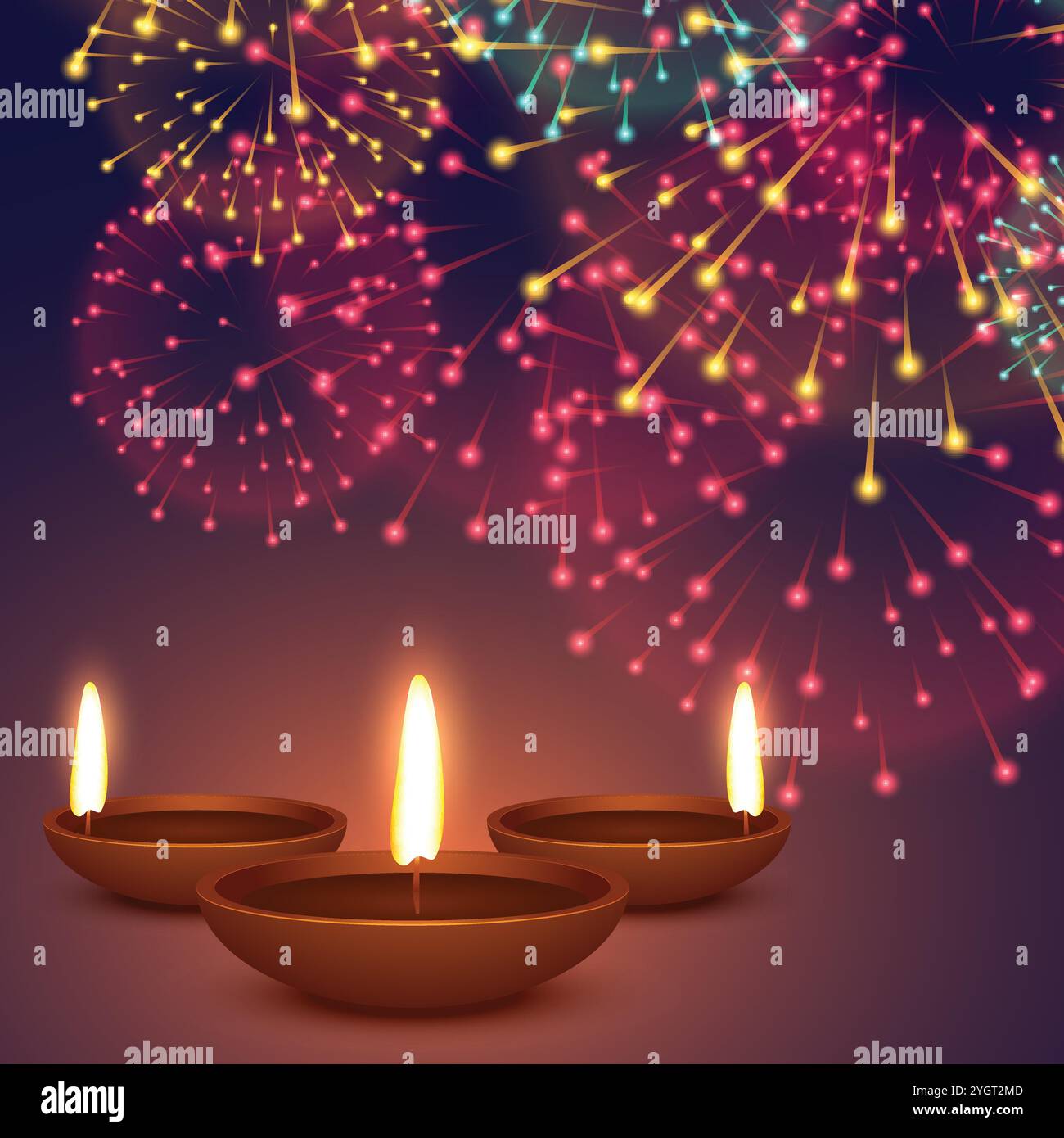 diwali diya with fireworks background illustration Stock Vector Image ...