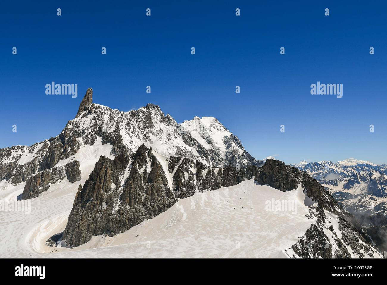 Panoramic view of Dente del Gigante mountain peak (Giant's Tooth, 4014 ...