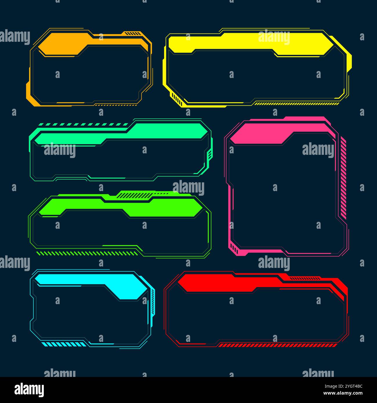 Futuristic HUD or UI elements. Sci-fi user interface text boxes ...