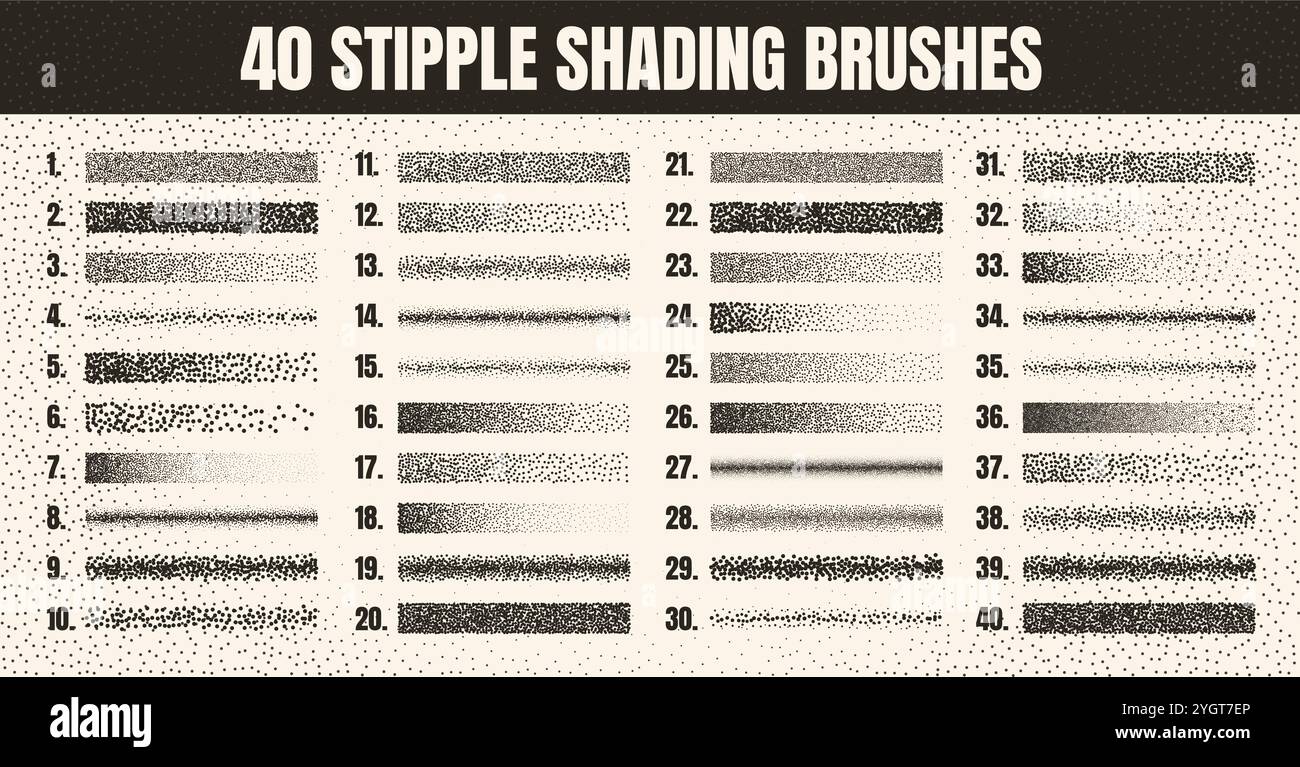 Stipple scatter brush, ink drawing and texturing. Fading gradient ...