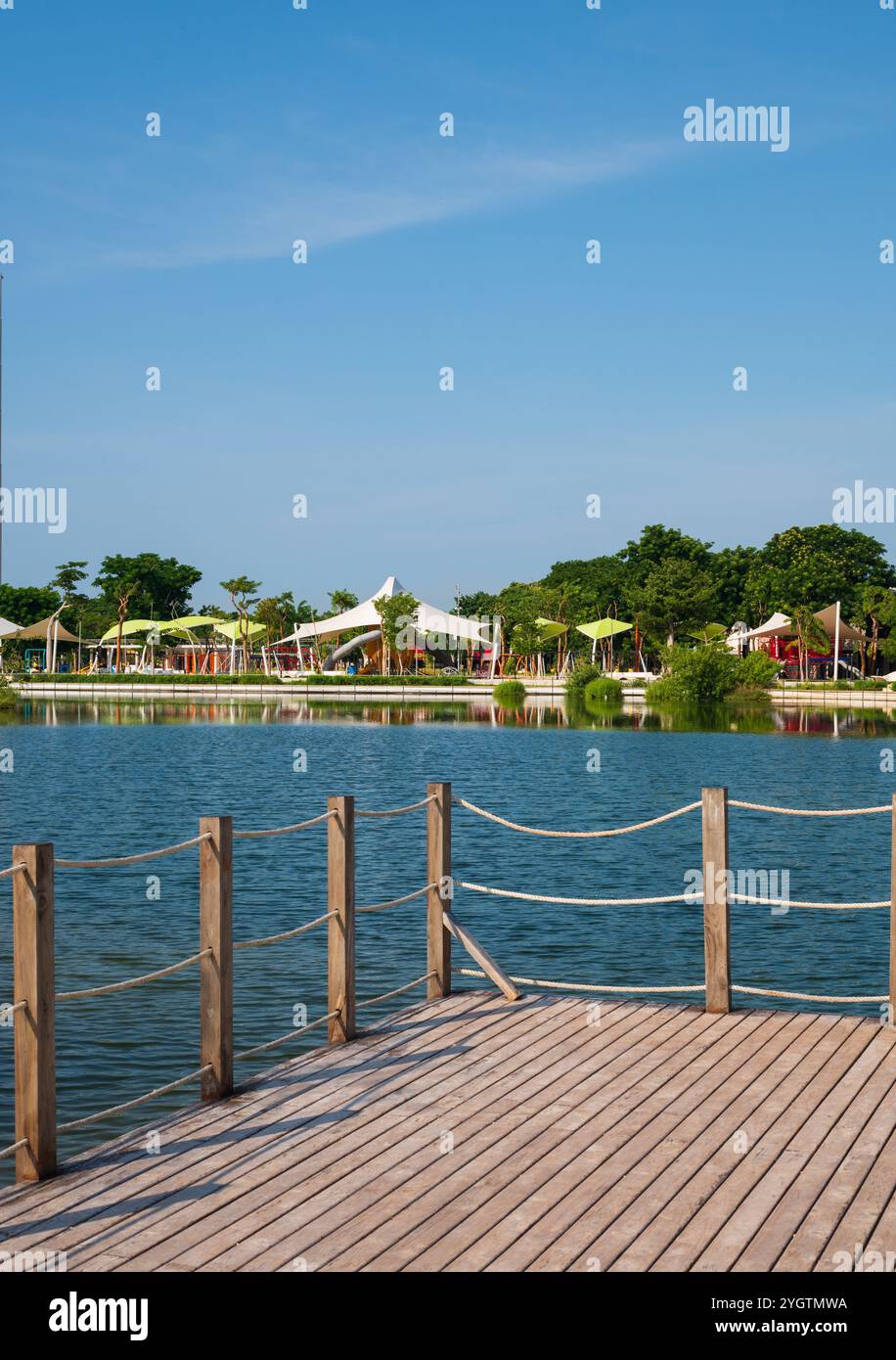 La Plancha Park artificial lake, downtown Merida, Yucatan, Mexico Stock ...