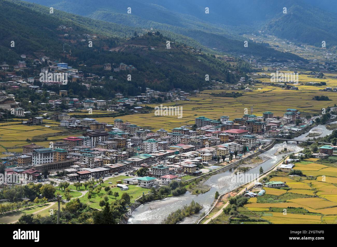 The city of Paro in Bhutan from above Stock Photo - Alamy