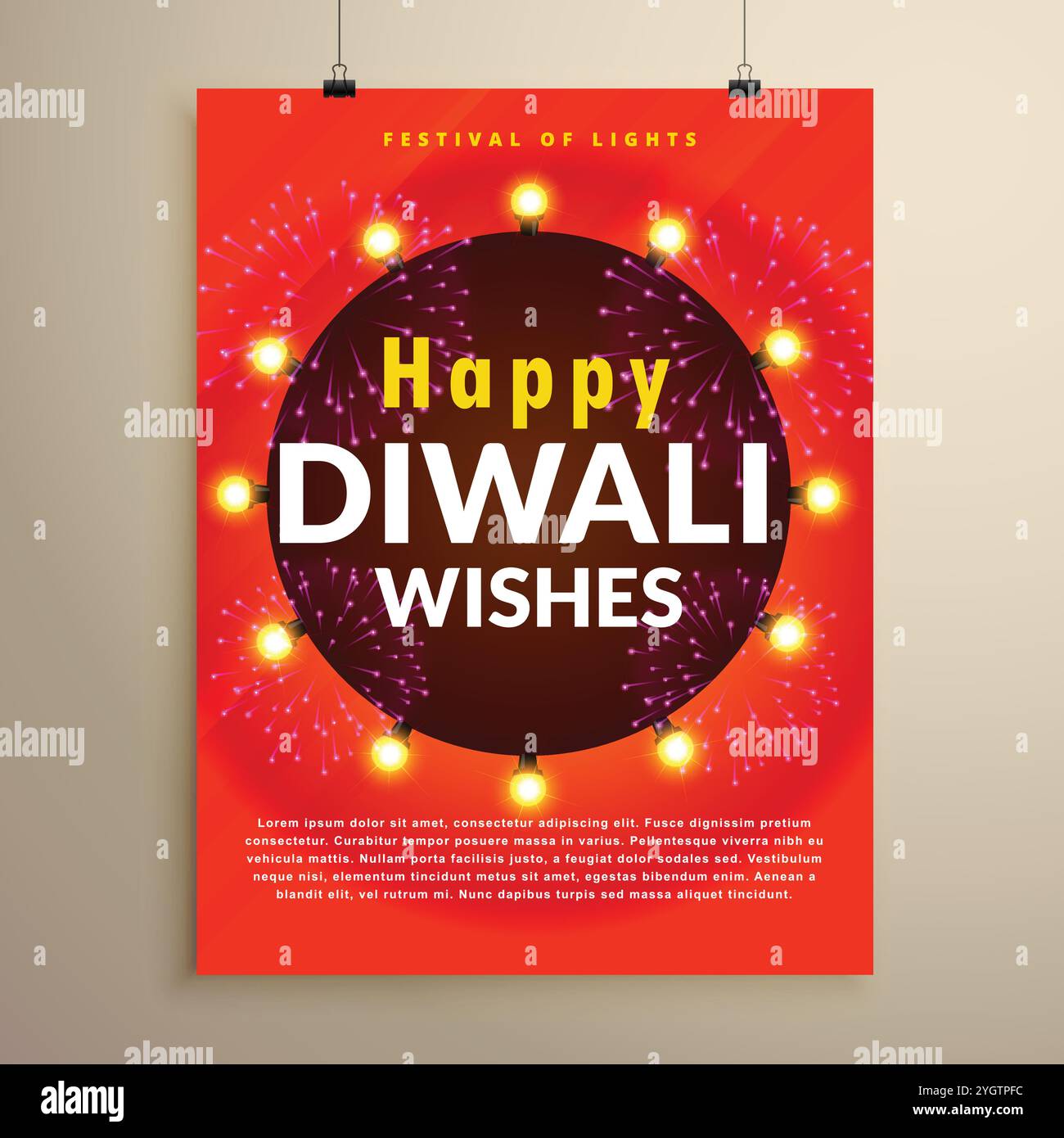happy diwali wishes greeting flyer template design Stock Vector Image ...