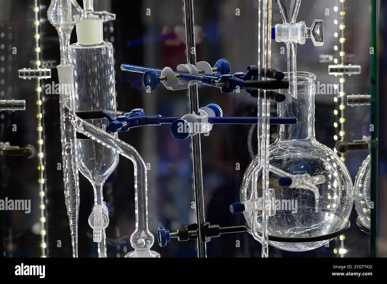 Laboratory equipment for chemical experiments close-up. Science Stock ...