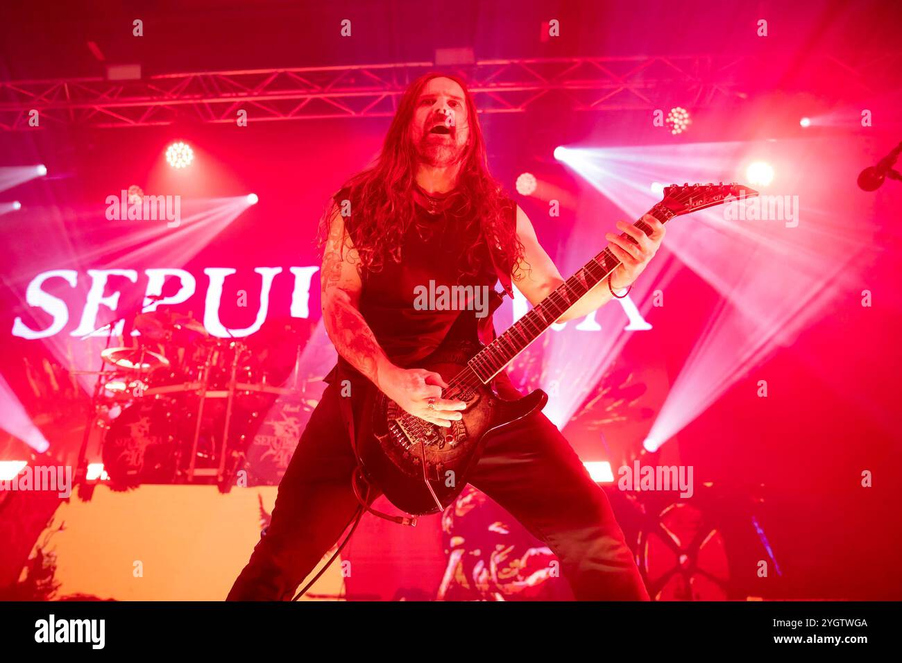 Manchester, England, 8th November, 2024. Sepultura playing at ...