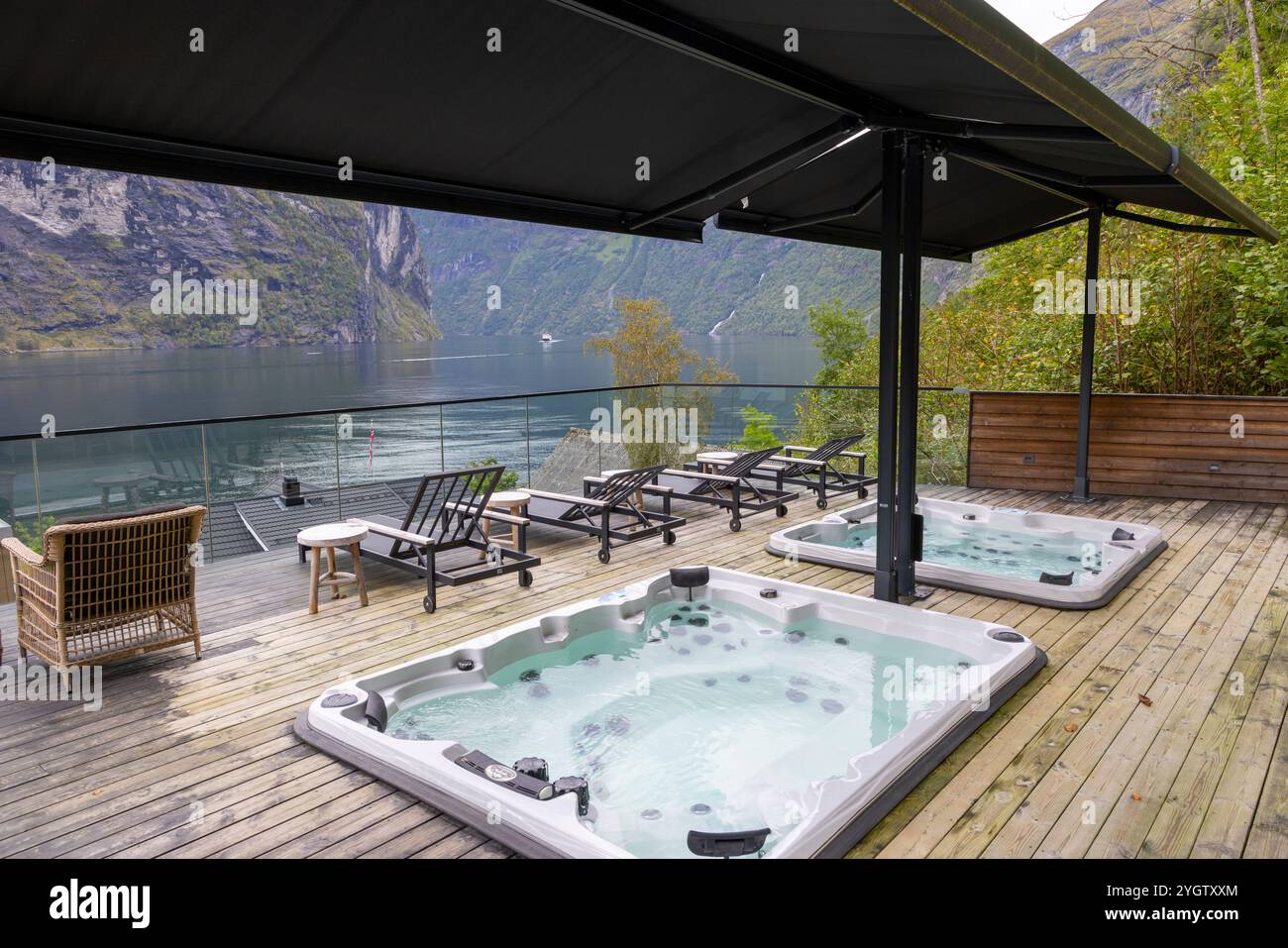 Grande Fjorde Hotel in Geiranger which is located on the shore of ...