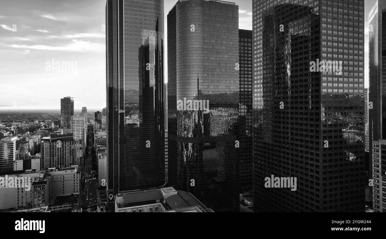 Aerial view la financial district Black and White Stock Photos & Images ...