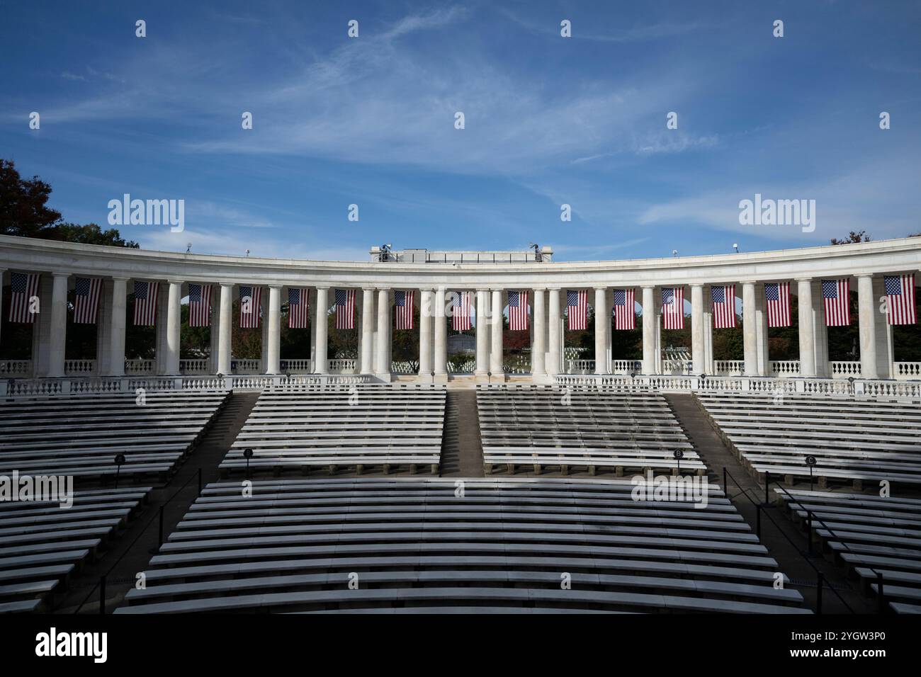 Arlington National Cemetery Facilities Maintenance employees hang U.S ...