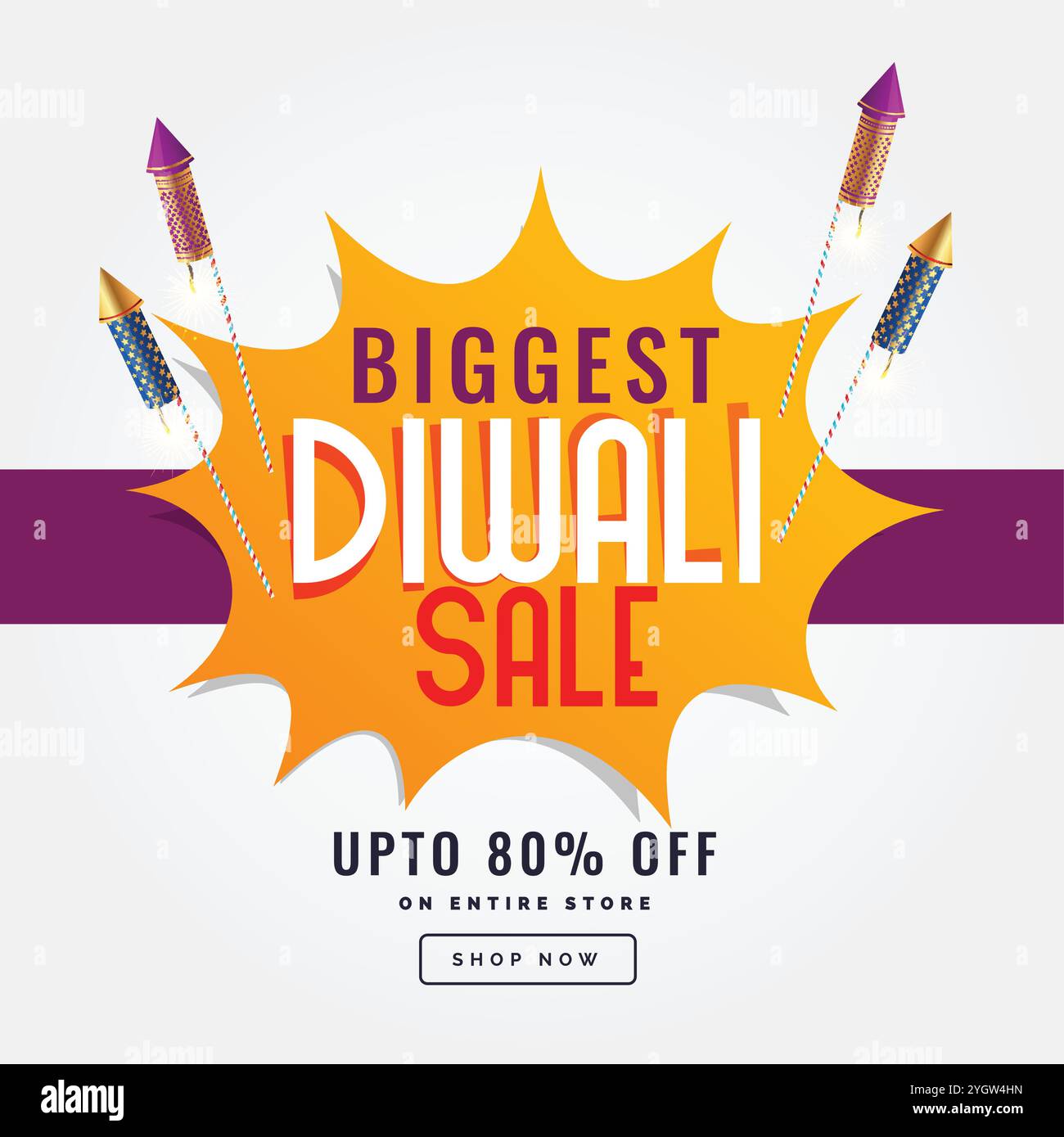 diwali festival sale banner with rocket cracker Stock Vector Image ...