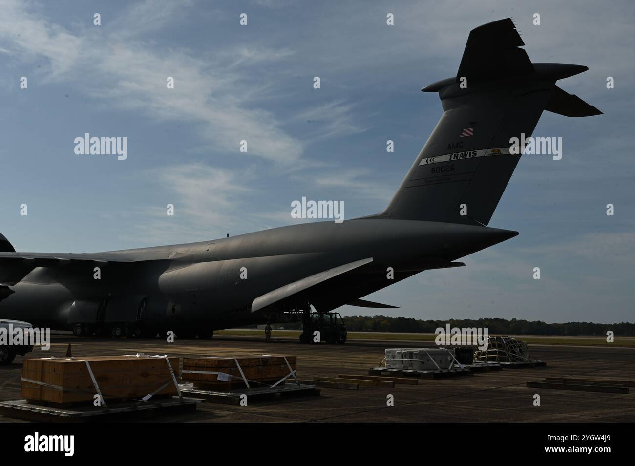 A U.S. Air Force C-5 Galaxy from the 349th Air Mobility Wing based out ...