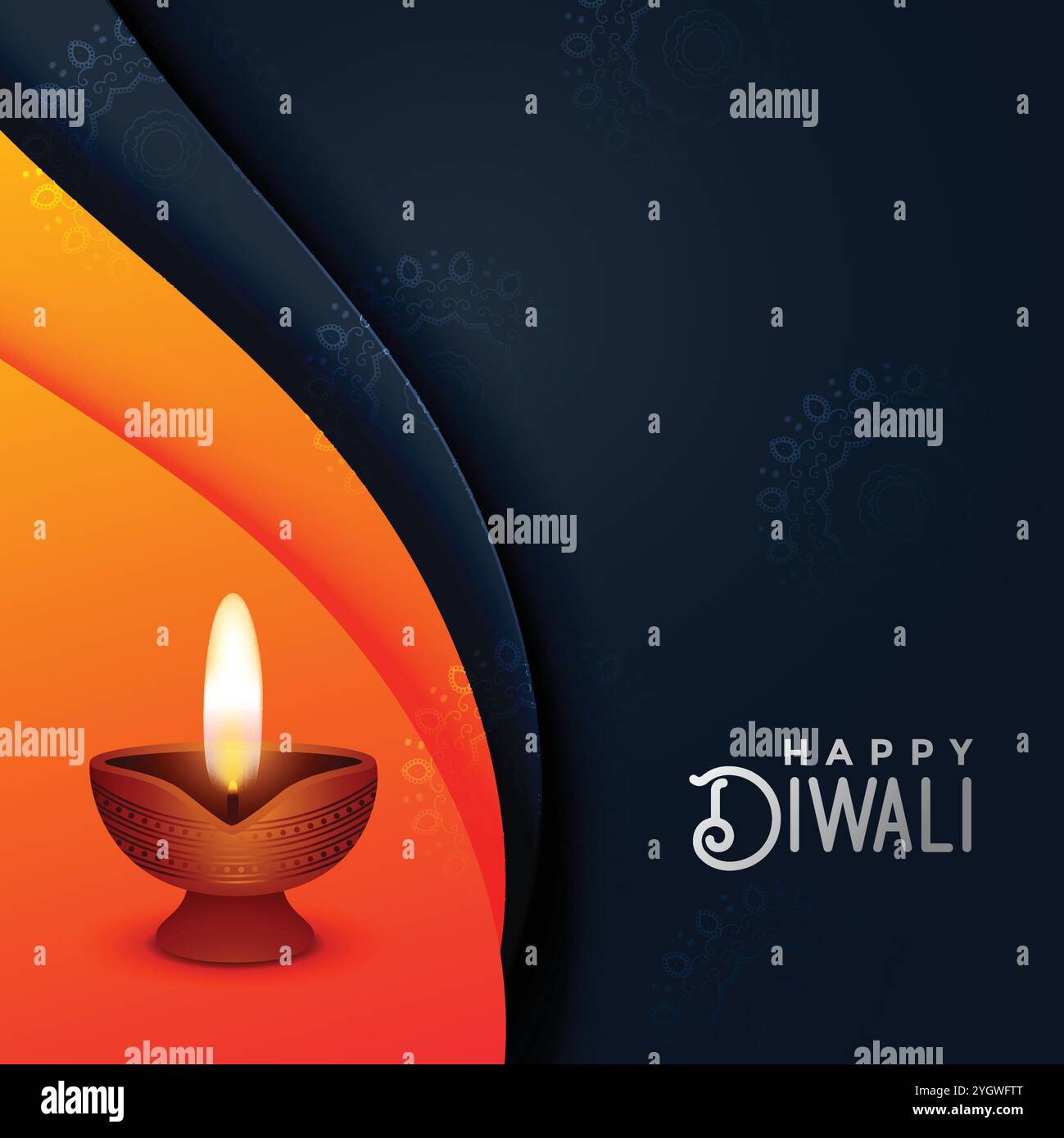 creative diwali diya in orange and black colors Stock Vector Image ...