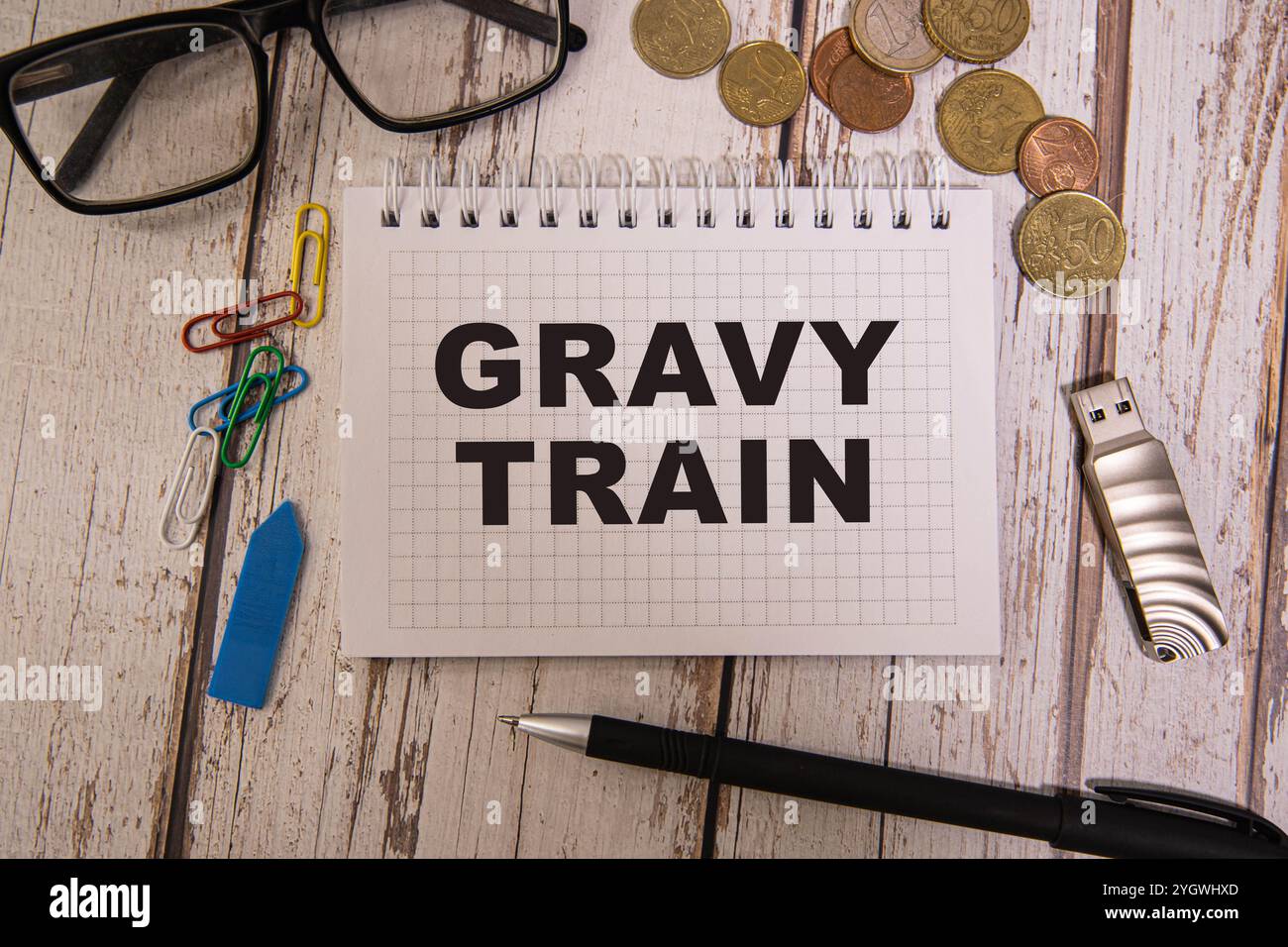 gravy train - english money idiom hand lettering on wooden blocks Stock ...