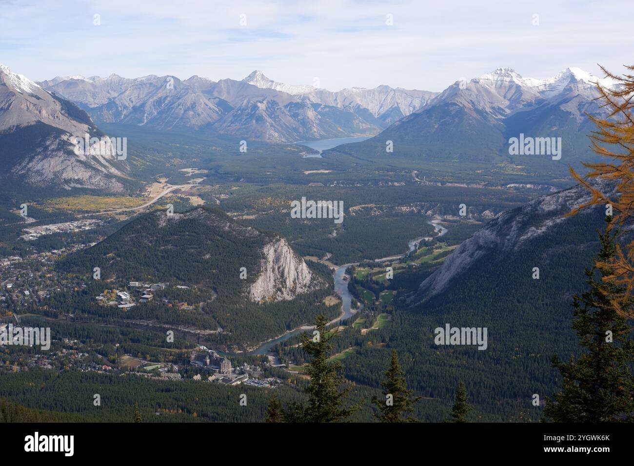 Photo of the Bow Valley, Bow River, Lake Minnewanka, Tunnel Mountain and Mount Rundle within ...