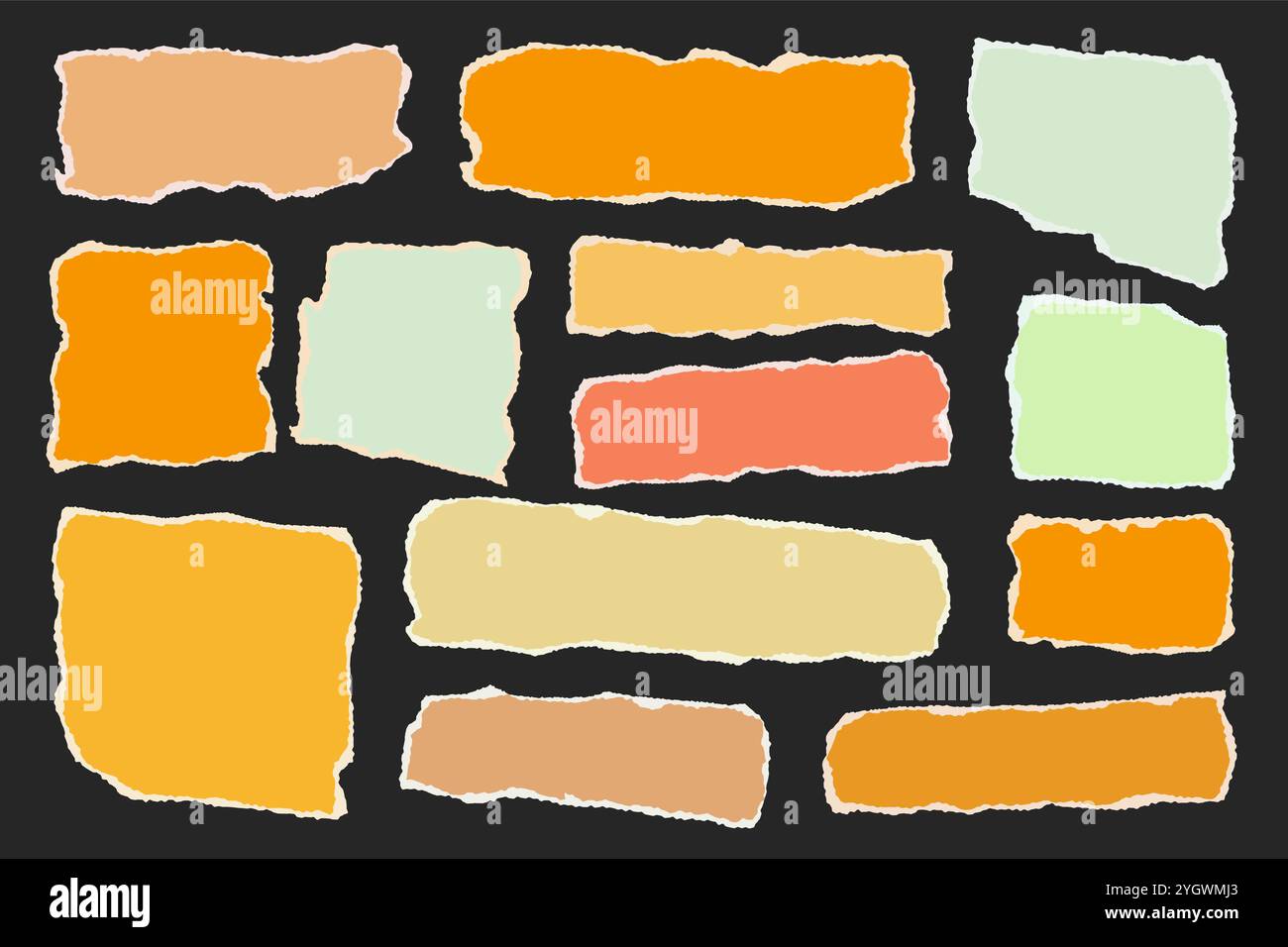 Ripped paper strips. Realistic crumpled paper scraps with torn edges ...