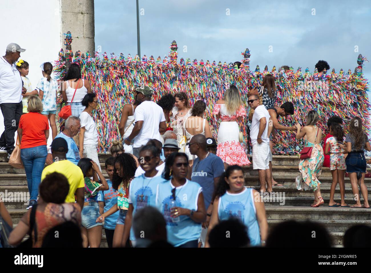 Salvador, Bahia, Brazil - December 27, 2019: Many Catholic faithful are ...