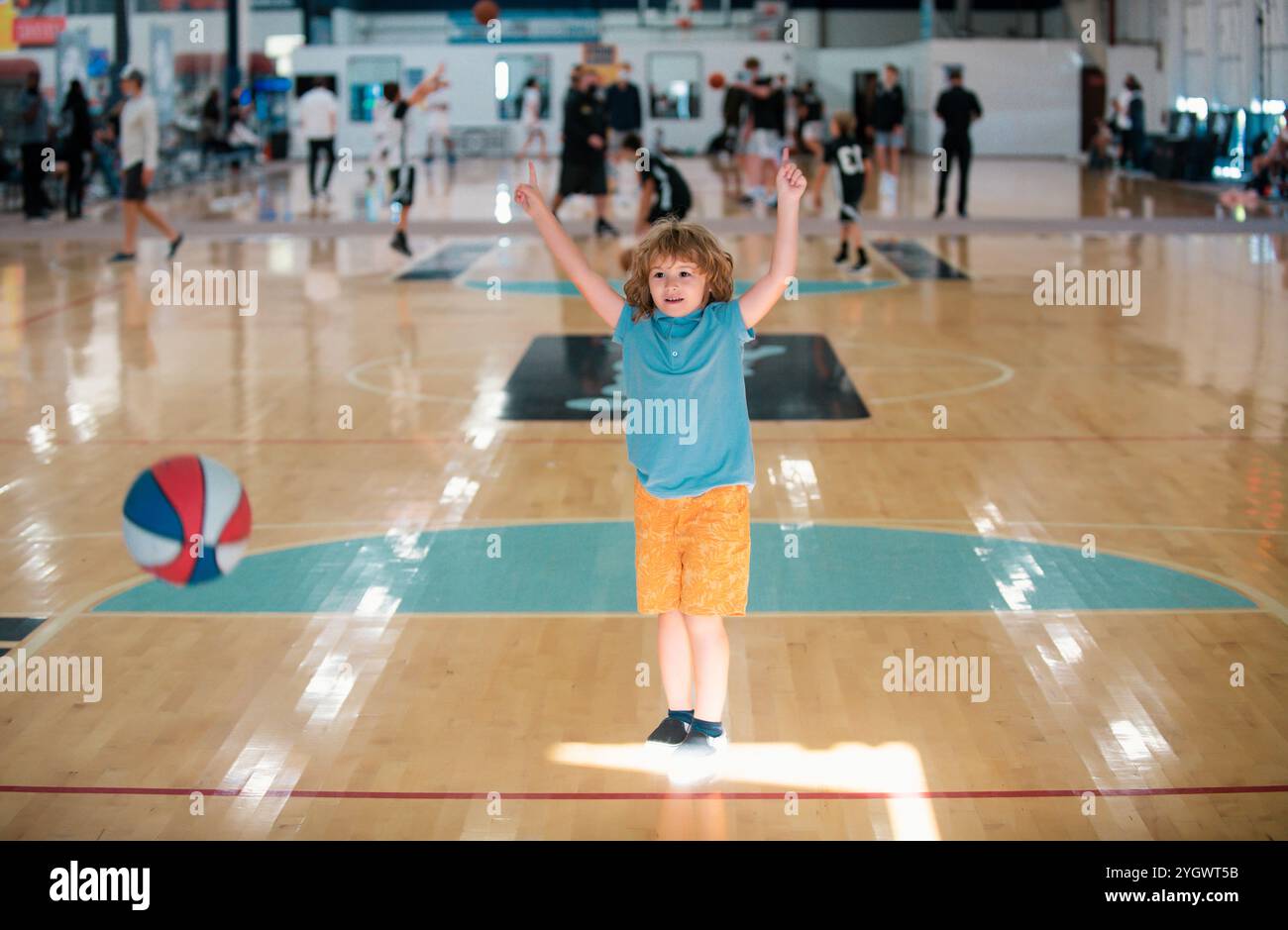 Basketball kid training game at school on basketball court Stock Photo ...