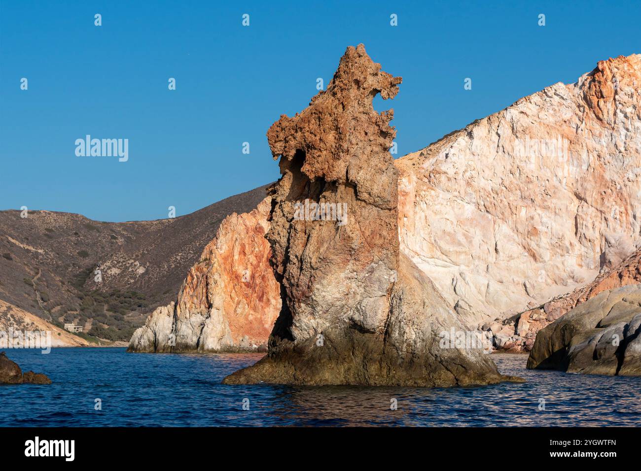 Bear Rock, Milos island. The rocks appear to show an opening mouth, a ...