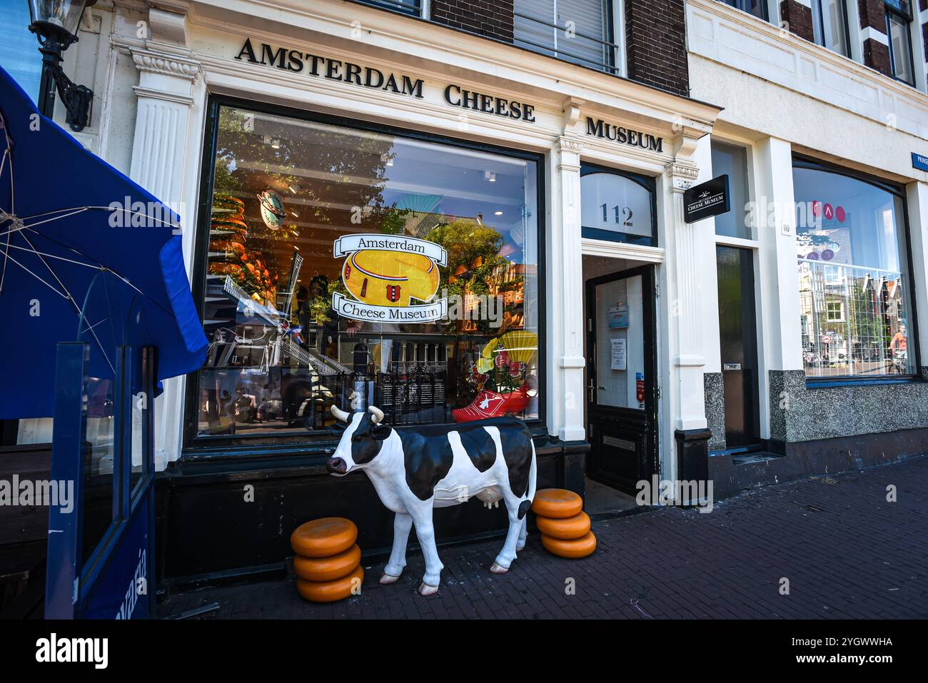Amsterdam Cheese Museum Exterior with Dutch Cow Display - Netherlands ...