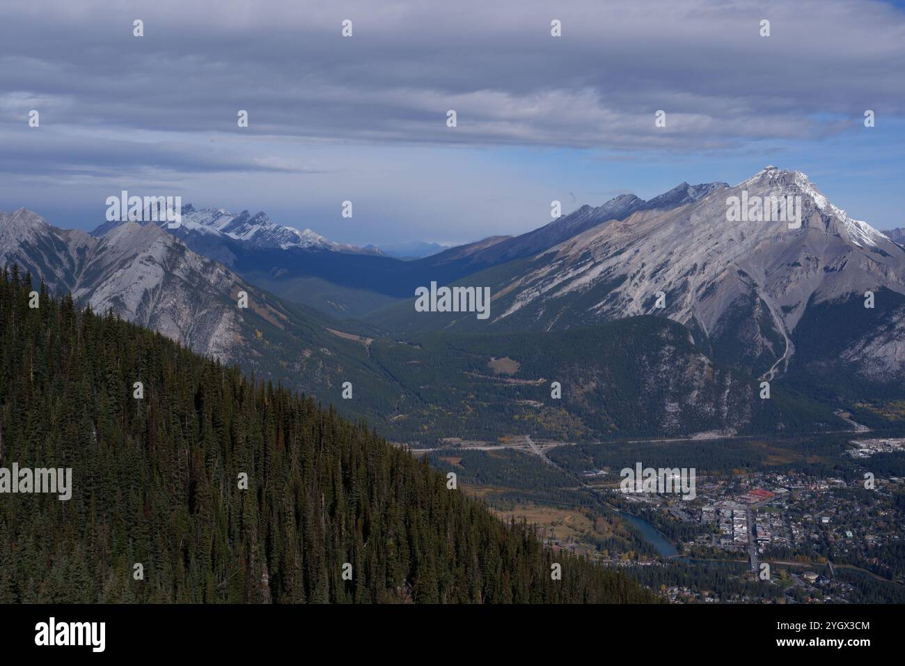 Photo of Cascade Mountain with the Bow Valley, Bow River and town of ...