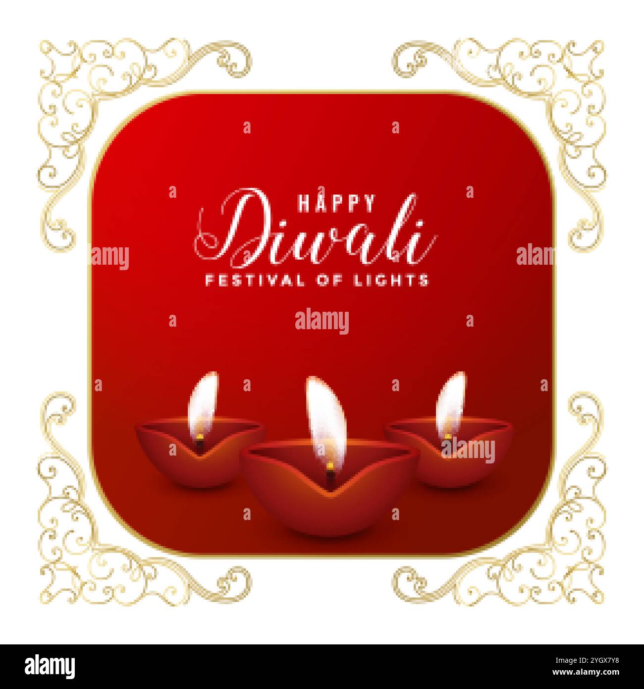 happy diwali three diya festival card design Stock Vector Image & Art ...