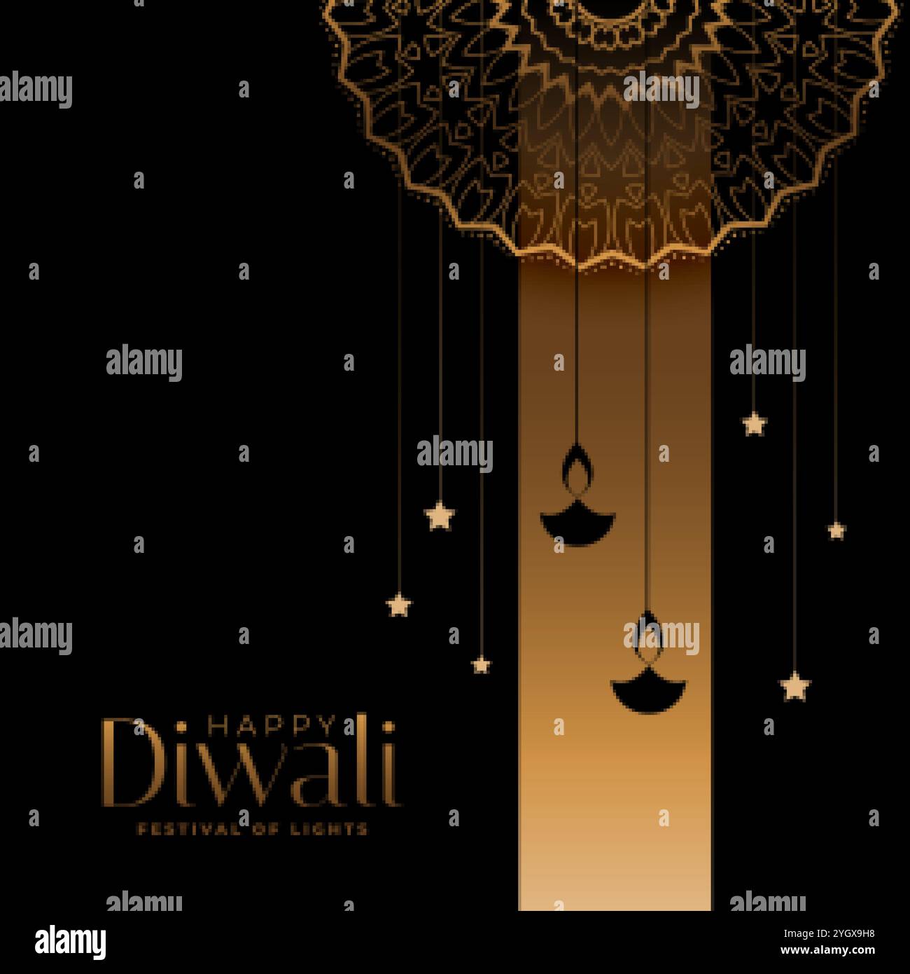 golden and black happy diwali festival card design Stock Vector Image ...