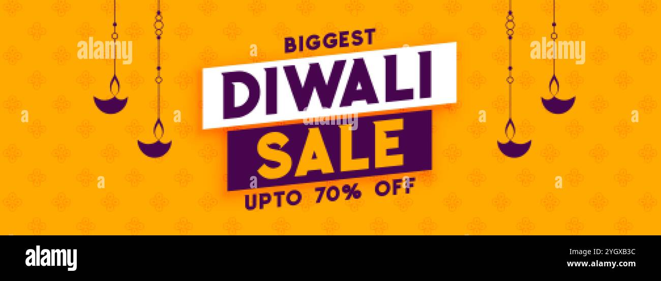 biggest diwali sale promotion yellow banner design Stock Vector Image ...