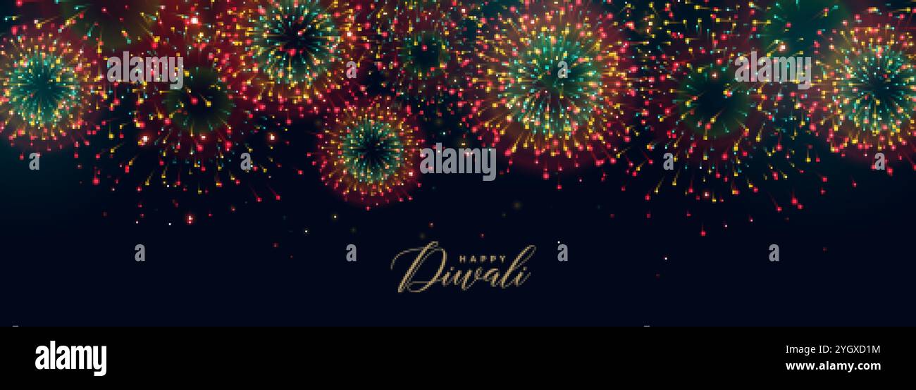 colorful festival fireworks in sky for diwali season Stock Vector Image ...