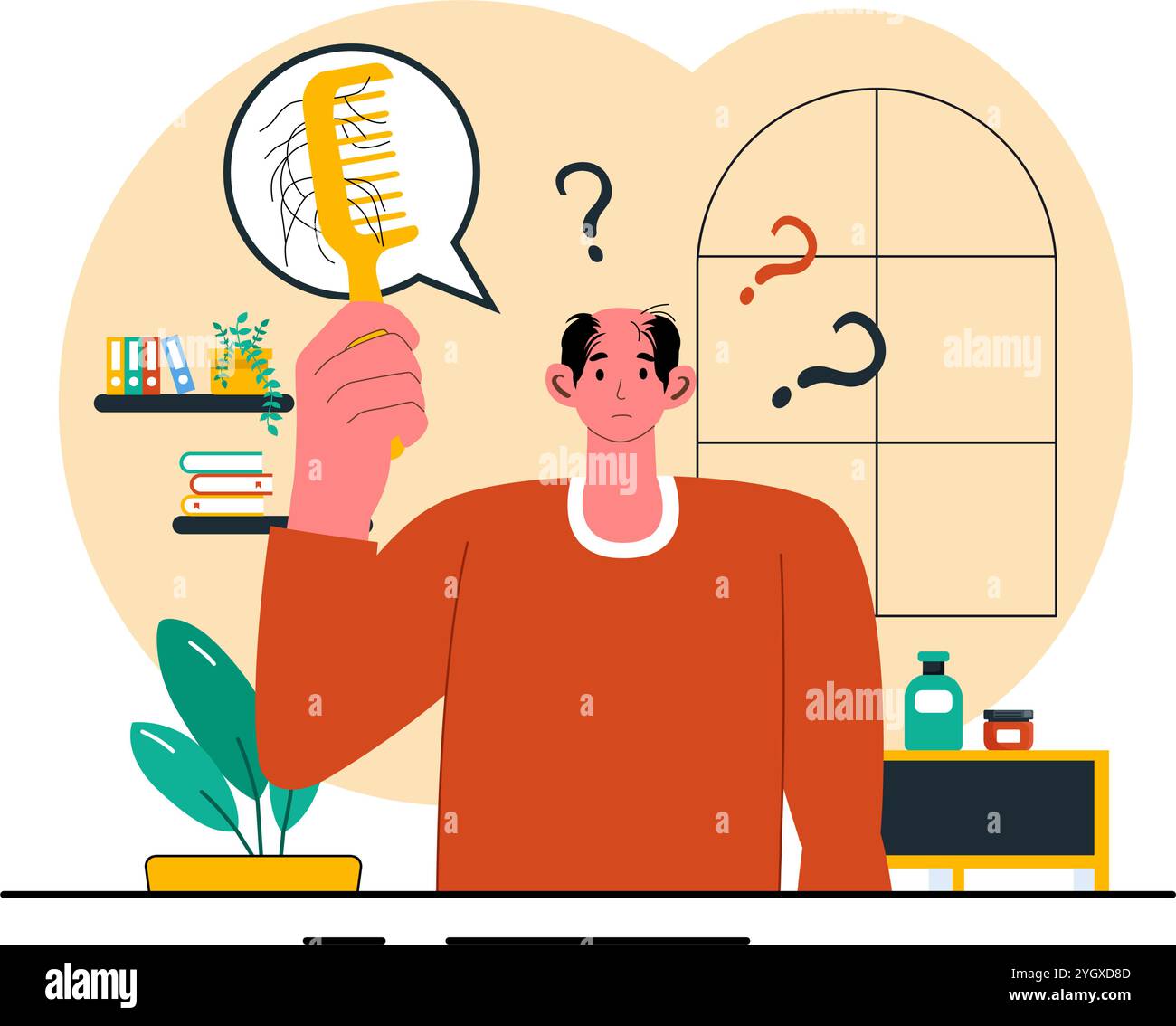 Alopecia Vector Illustration featuring Hair Loss due to Autoimmune ...