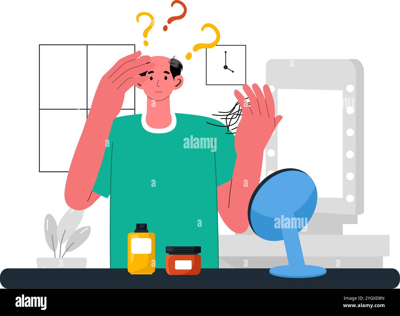 Alopecia Vector Illustration featuring Hair Loss due to Autoimmune ...