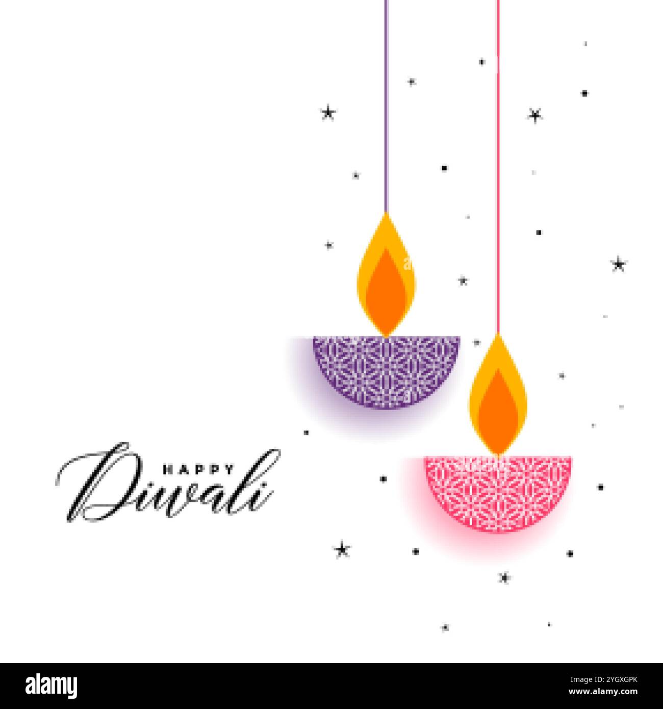flat diwali background with decorative diya design Stock Vector Image ...