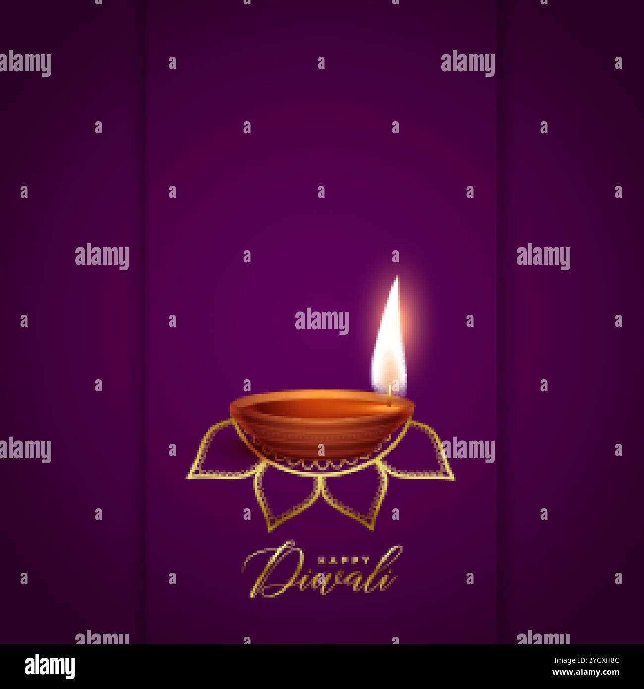 purple diwali background with realistic diya design Stock Vector Image ...