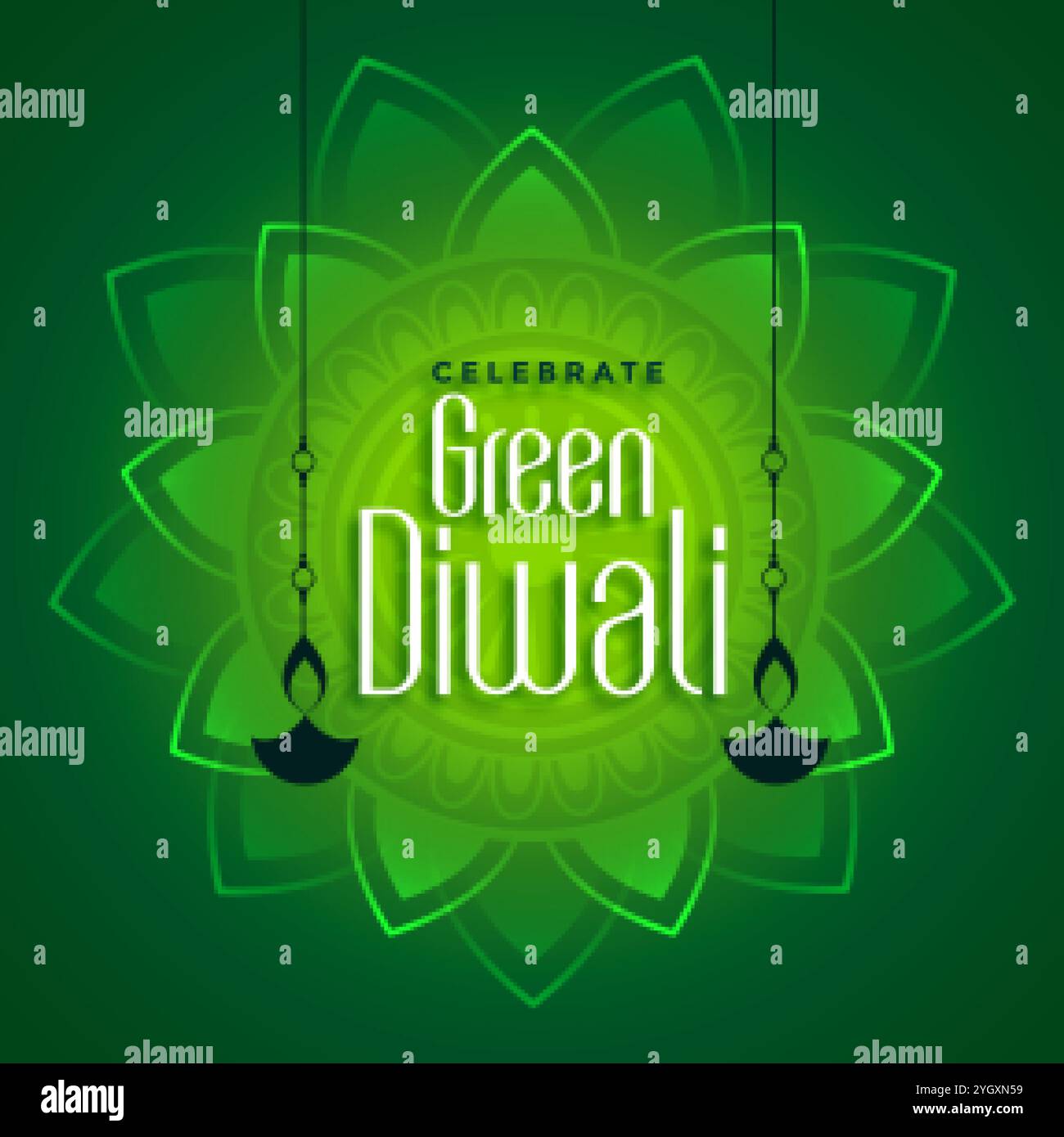 decorative eco green diwali concept background design Stock Vector ...