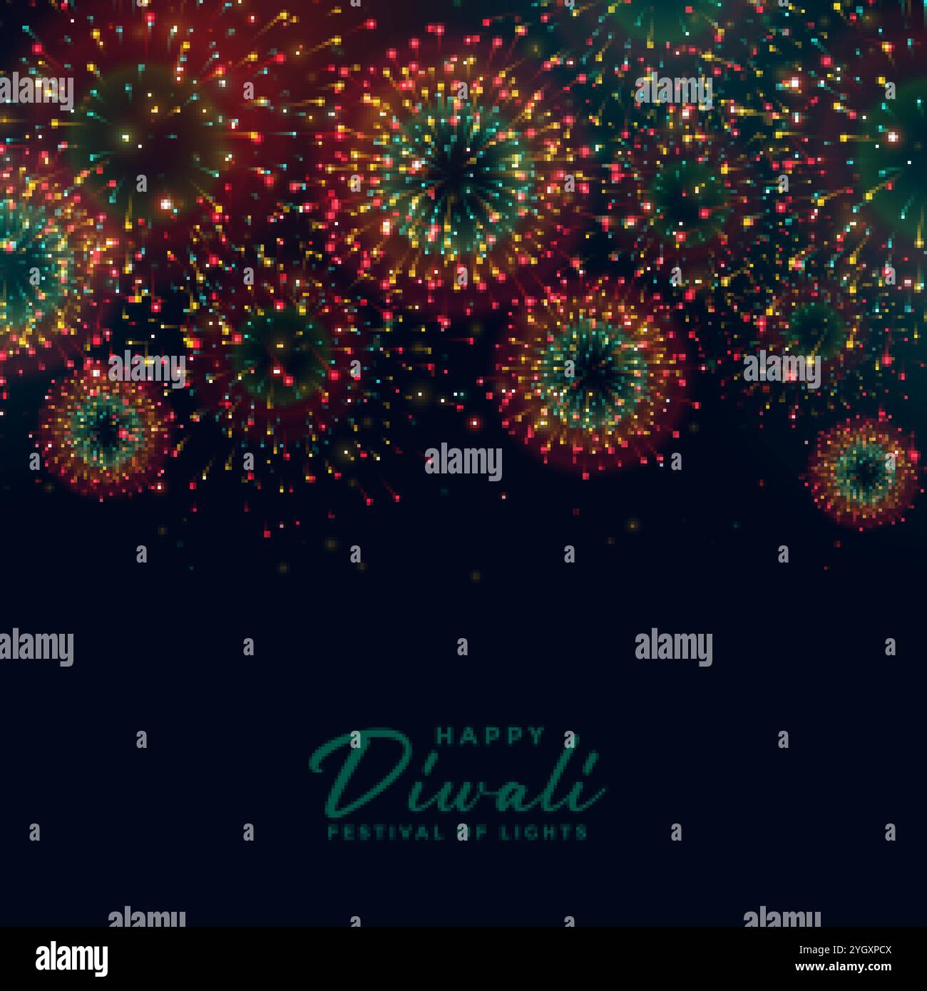 happy diwali celebration firework in colorful style Stock Vector Image ...