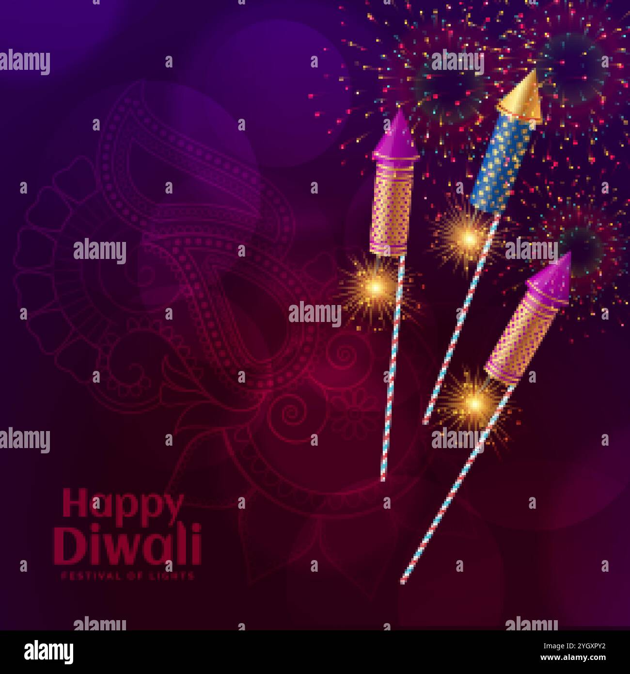 shiny diwali crackers firework celebration background design Stock ...