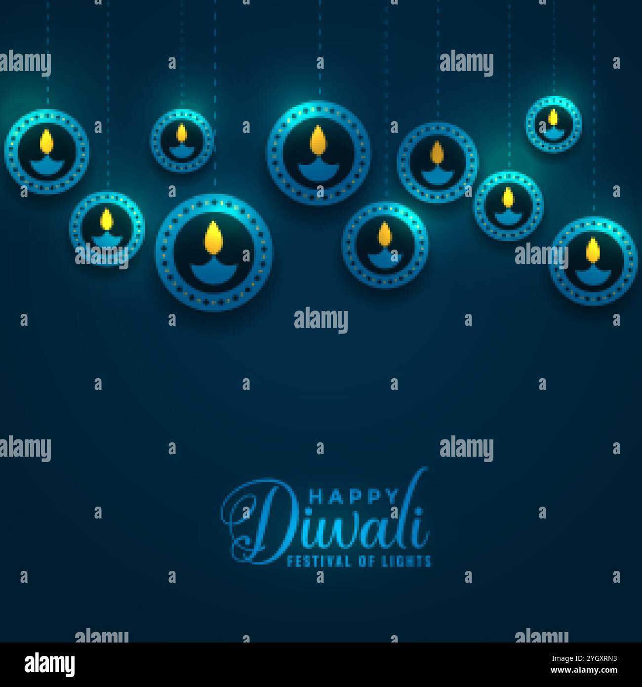 shiny diwali diya lamps blue background design Stock Vector Image & Art ...