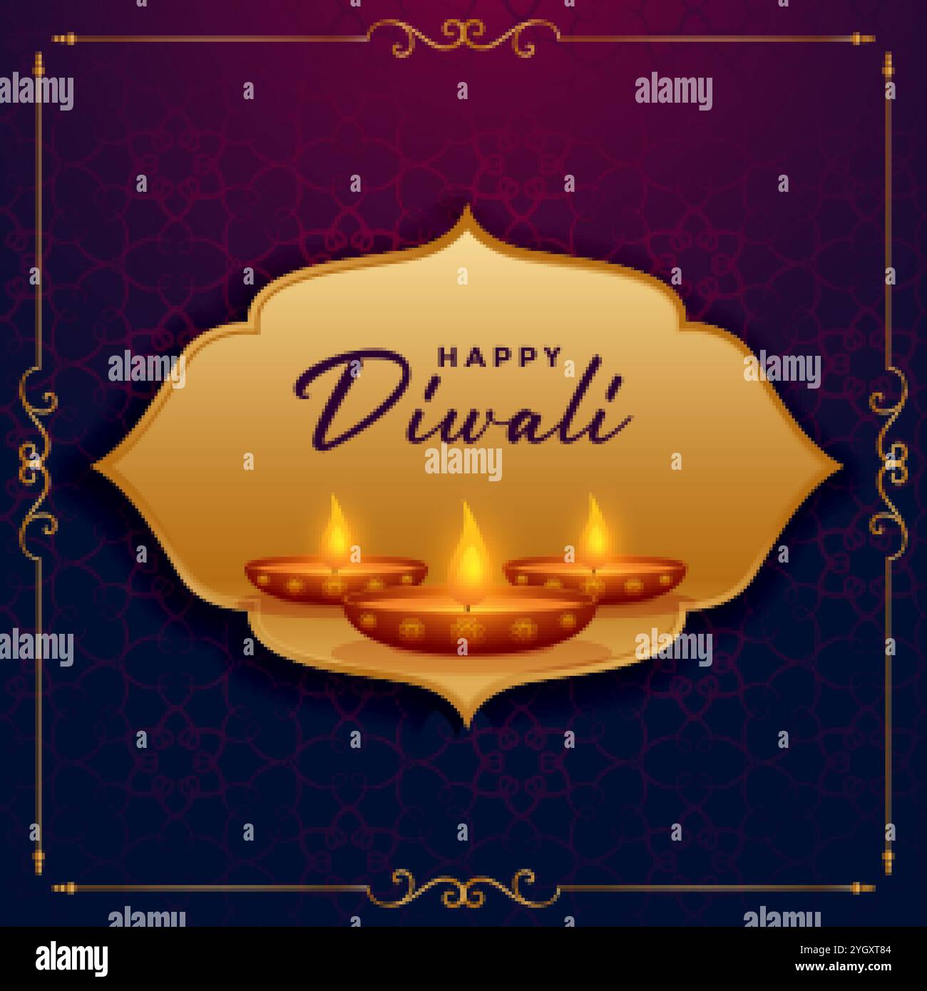 happy deepawali festival background with three diya Stock Vector Image ...