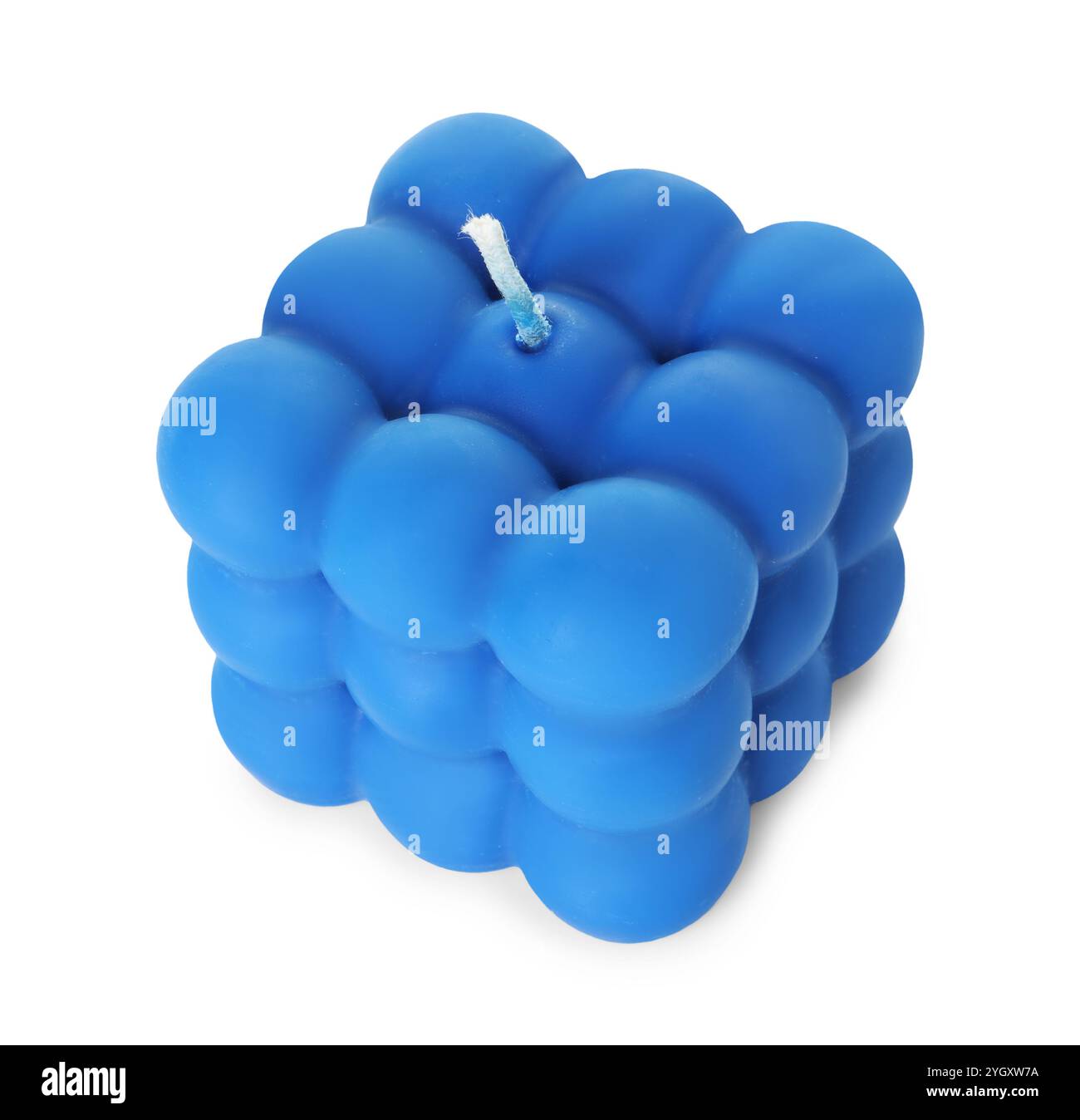 One blue bubble candle isolated on white Stock Photo - Alamy
