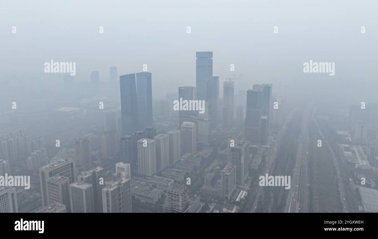 XI'AN, CHINA - NOVEMBER 9, 2024 - A high-tech zone shrouded in thick ...