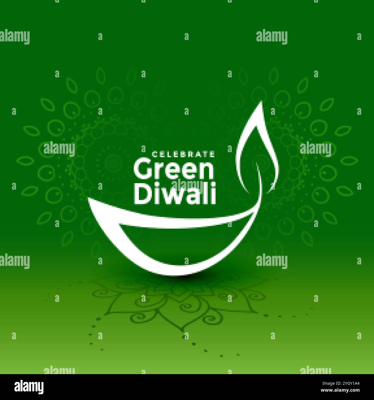 creative green diwali diya concept design background Stock Vector Image ...