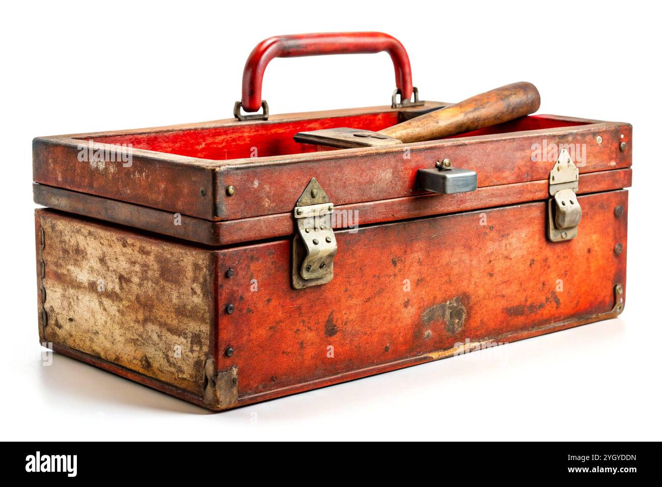 Vintage iron toolbox, isolated on White background Stock Photo - Alamy
