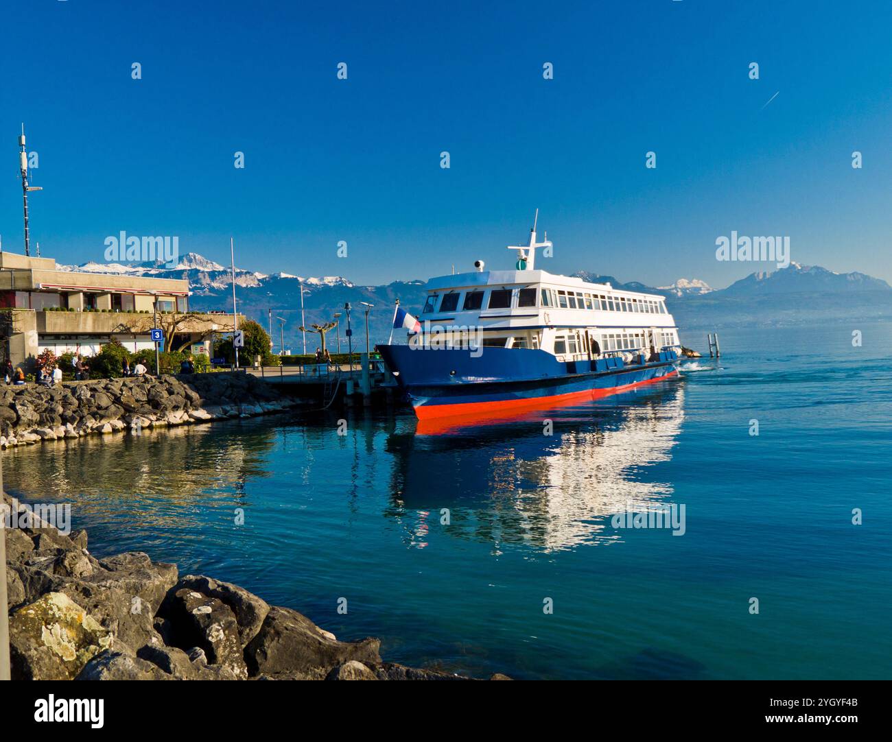 Sightseeing Cruise on Lake Geneva, Lausanne, Switzerland Stock Photo ...
