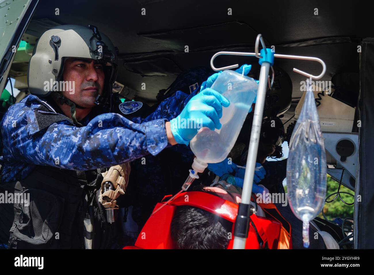 Ilopango, El Salvador. 08th Nov, 2024. Soldiers perform a MEDEVAC ...