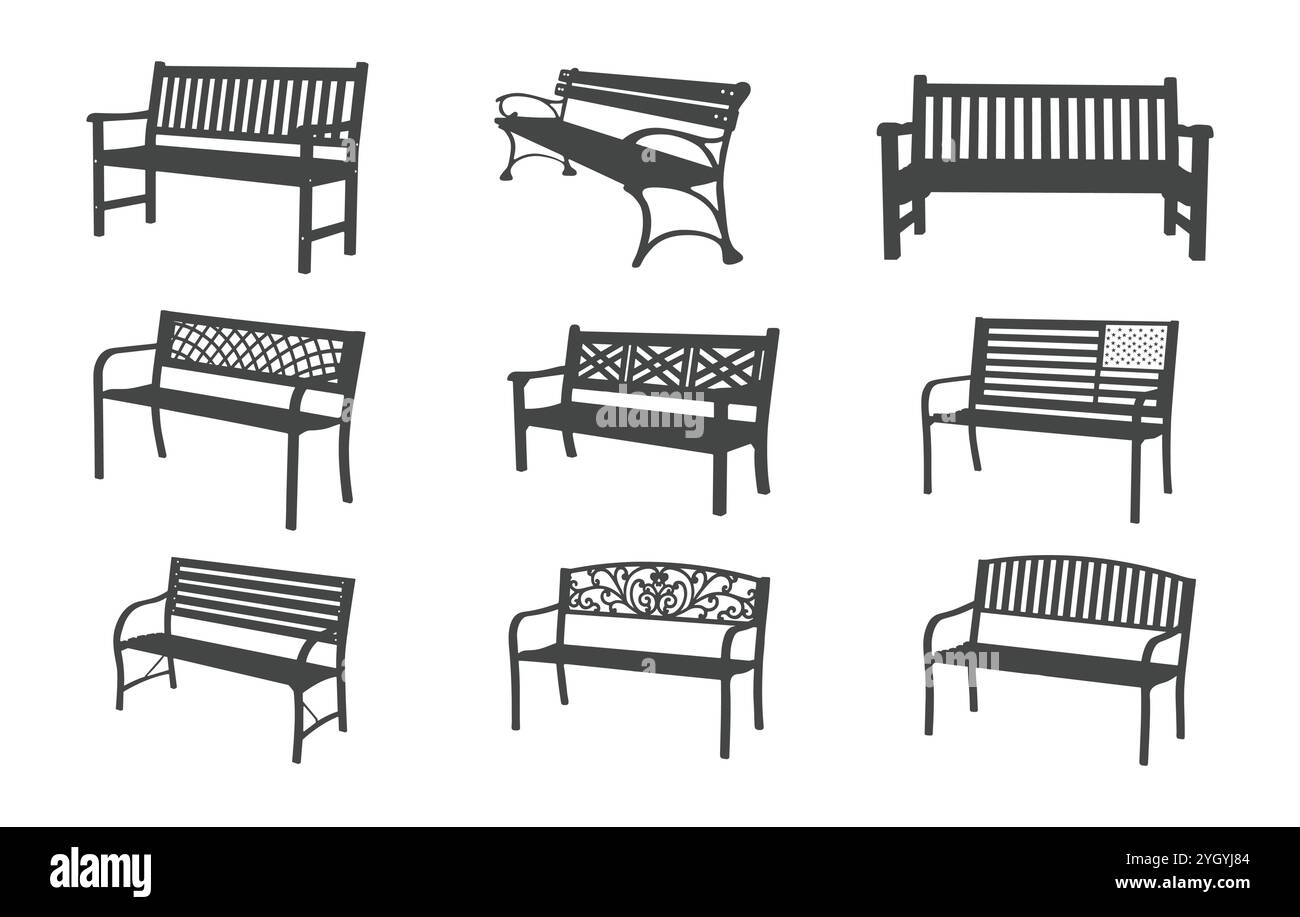 Outdoor bench silhouette, Outdoor bench svg, Bench silhouette, Bench ...