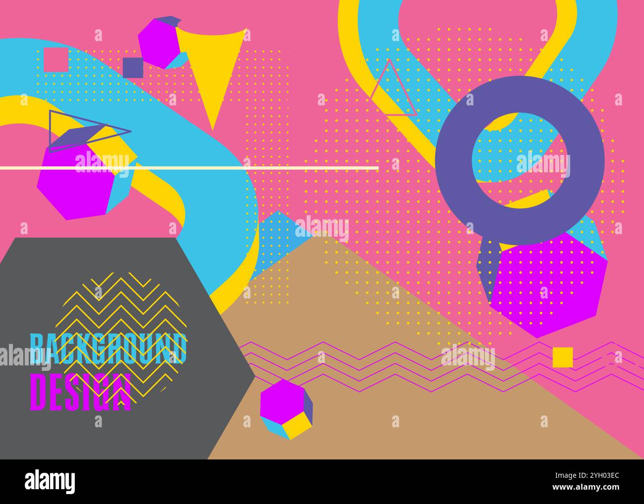 Busy geometrical graphic retro theme cover. Minimal geometric elements ...