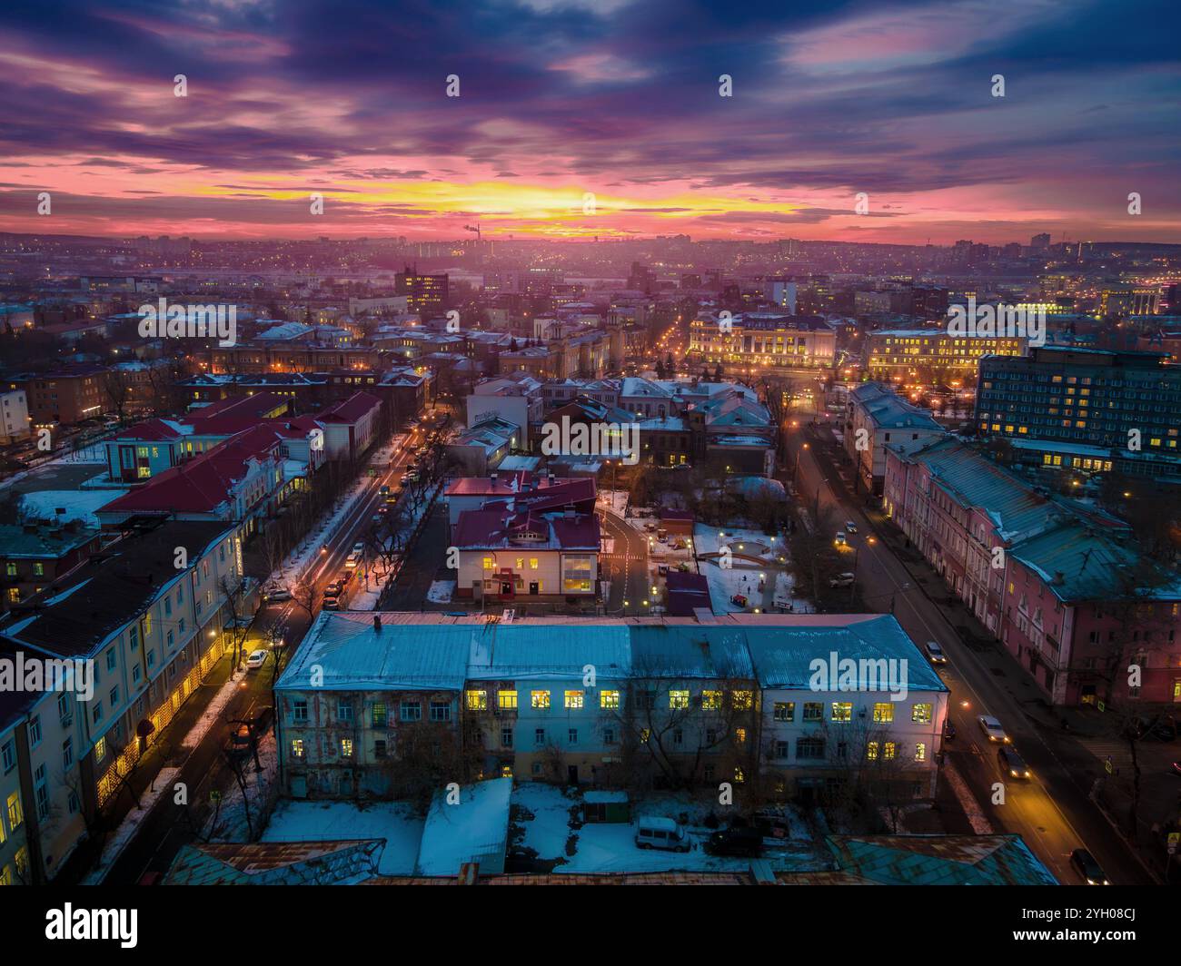 Aerial view night city irkutsk hi-res stock photography and images - Alamy